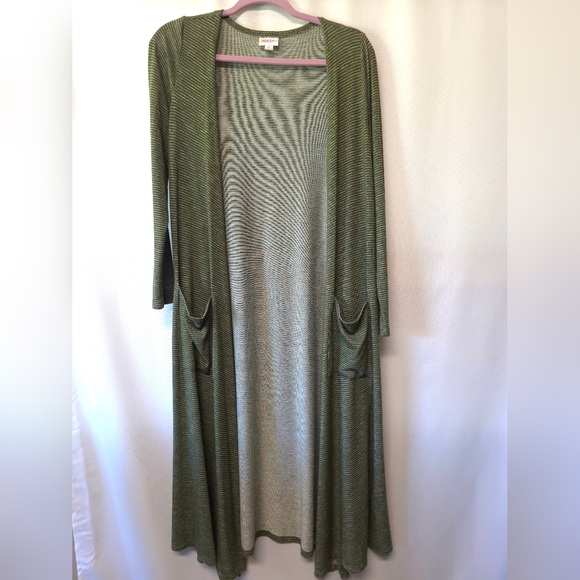 LuLaRoe | Sweaters | Green Striped Long Sleeve Duster | Poshmark